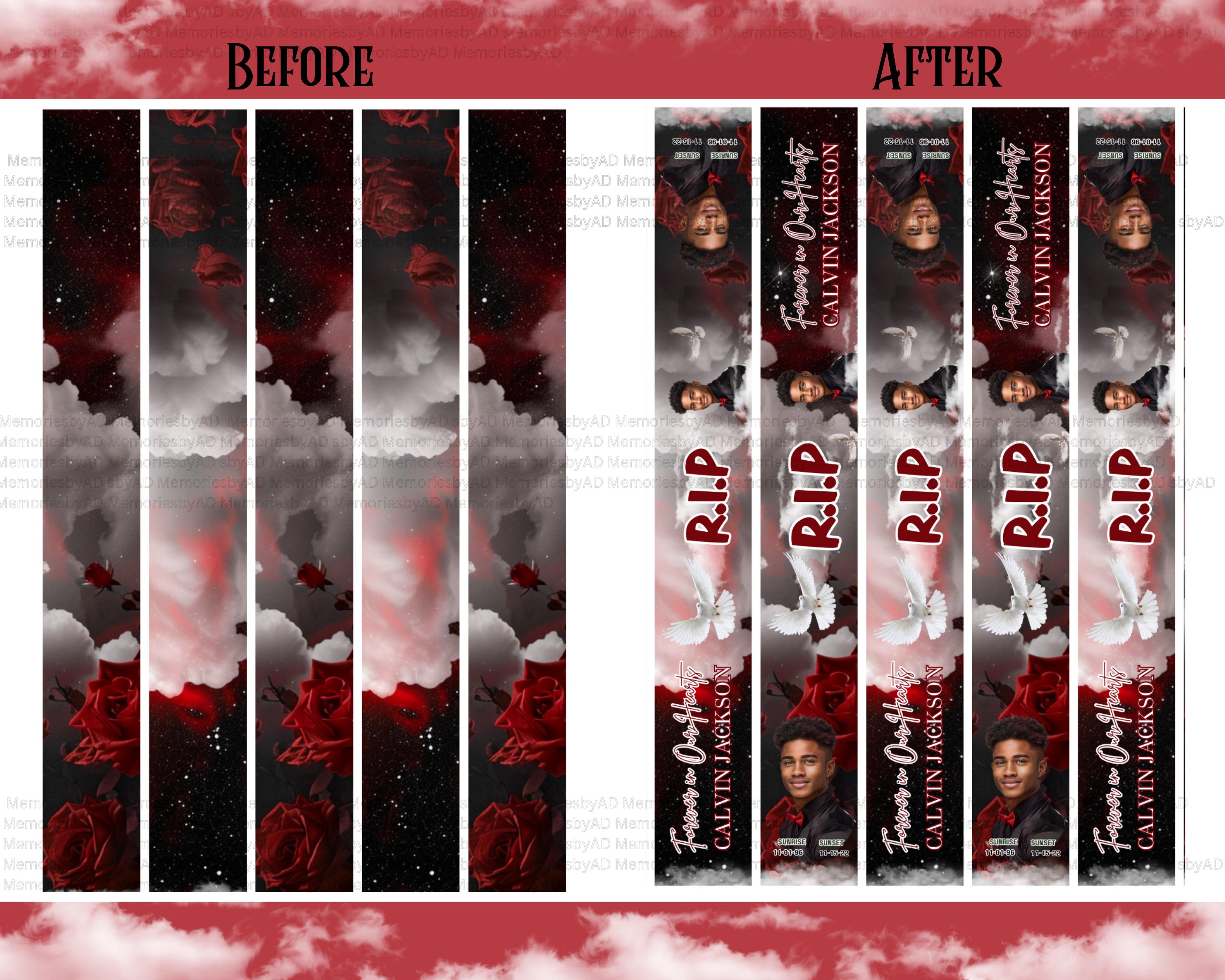 Red Rose Memorial Ribbon Template, Memorial Ribbon Template, Digital ...