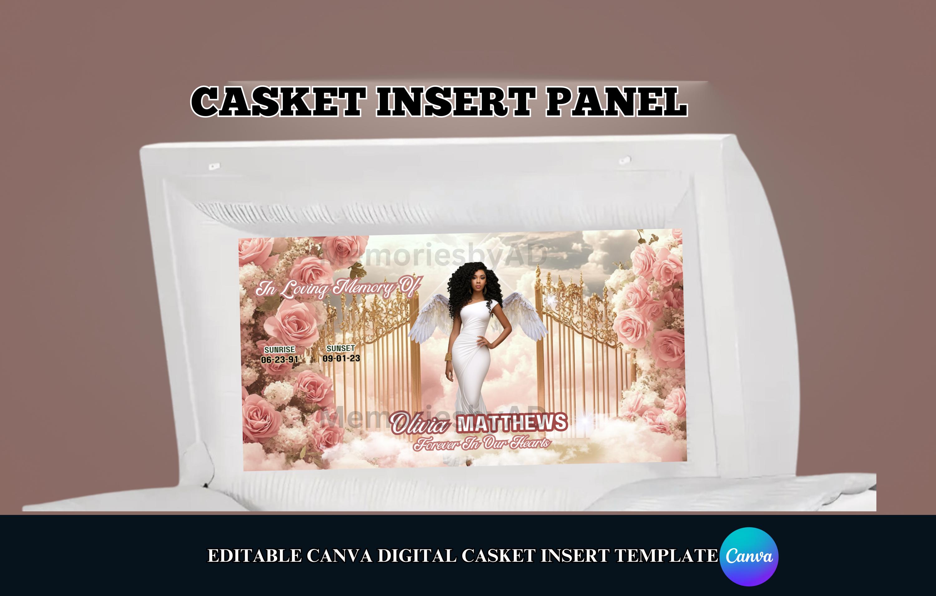 Pink Roses Canva Digital File, Memorial Casket Insert, Memorial Casket ...