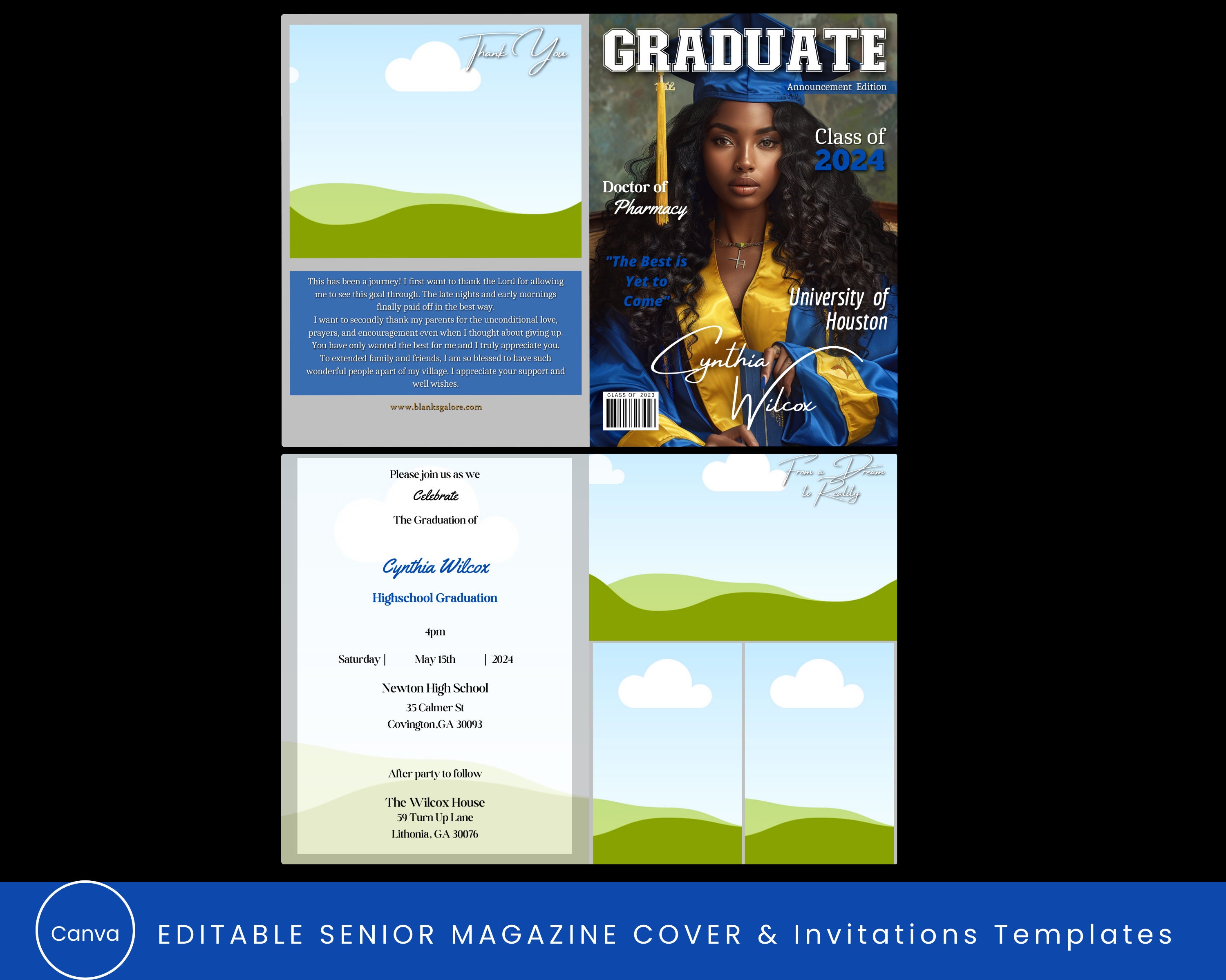 Graduation Template, High School, Senior, College Editable Graduation ...