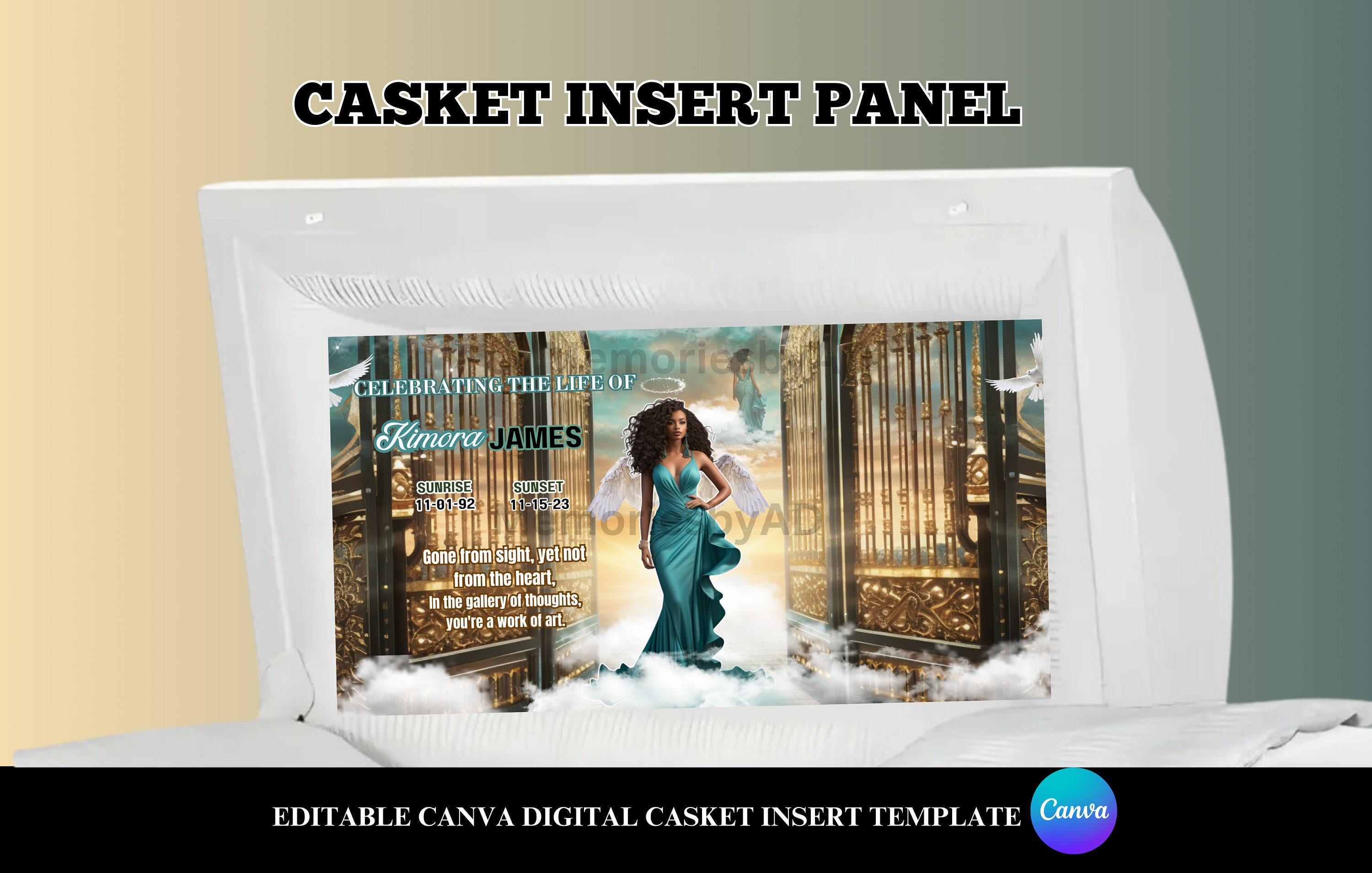 Memorial Casket Panel Template, Casket Panel Design Template, Canva RIP ...