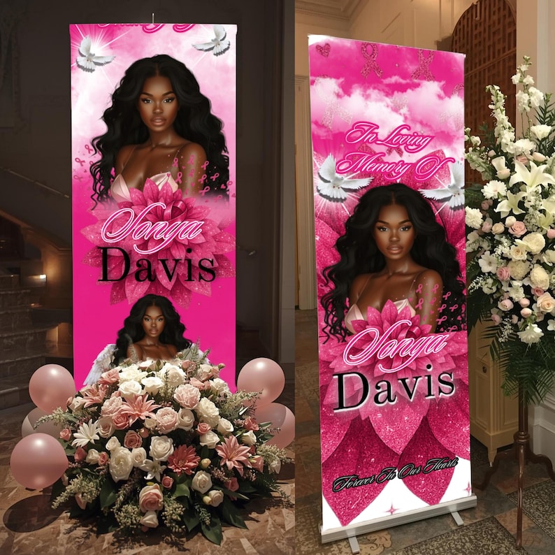 Memorial Retractable Banner Template: Breast Cancer Ribbon, Celebration ...