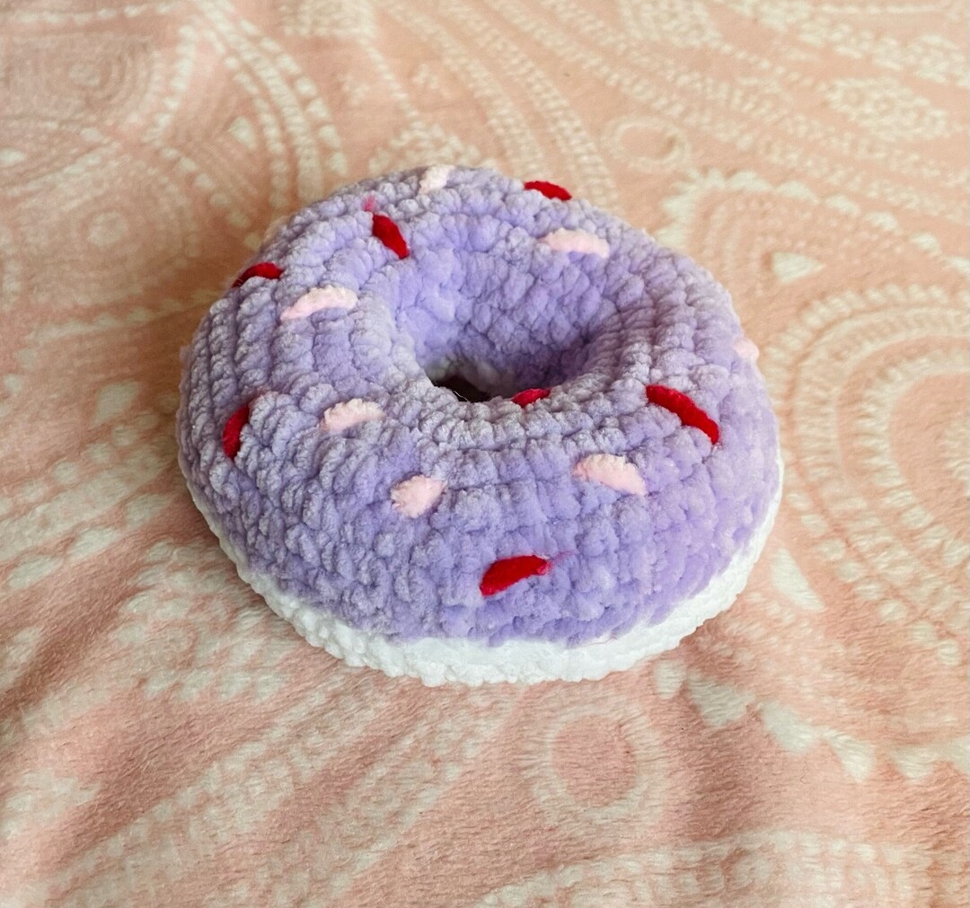 Soft Crochet Donut / Purple and White Food Crochet / Chunky Donut With ...