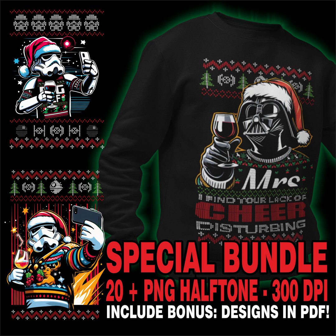 Ugly Christmas Sweater PNG Bundle, Star Wars Designs (digital Download ...