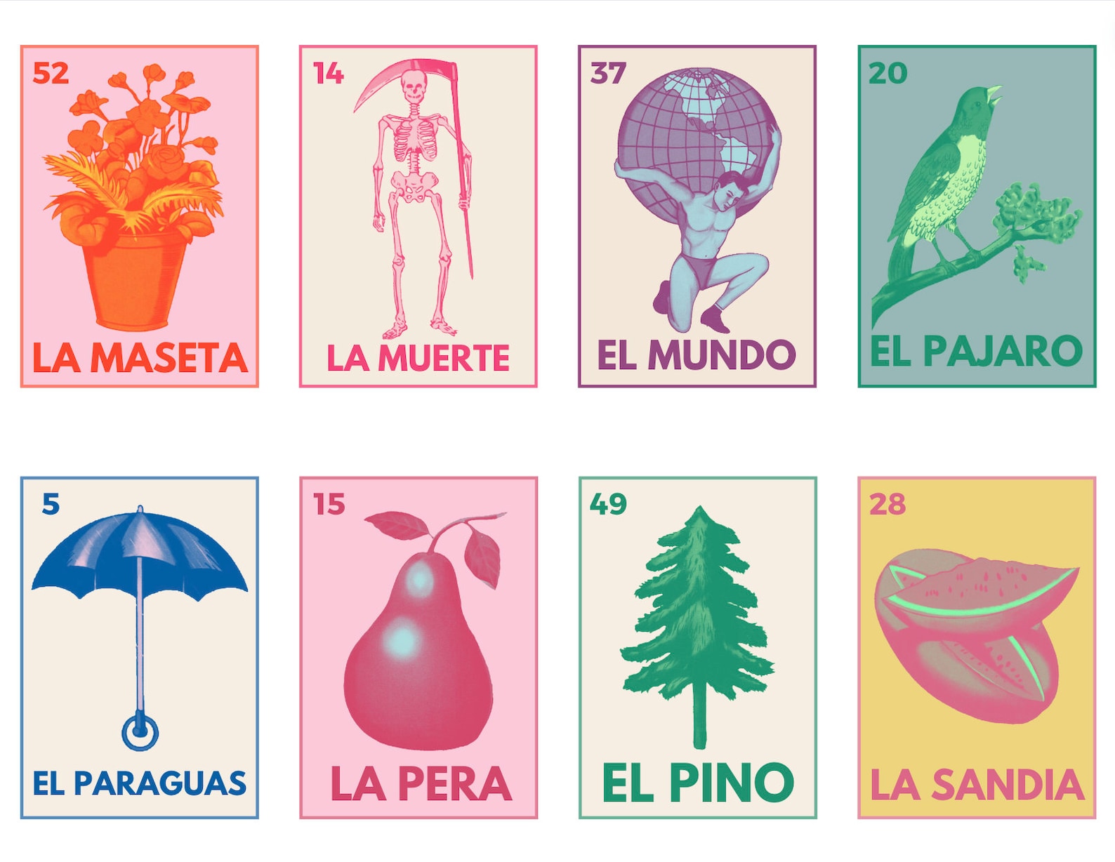 Modern La Loteria Cards, Poster, Art, Print - Etsy