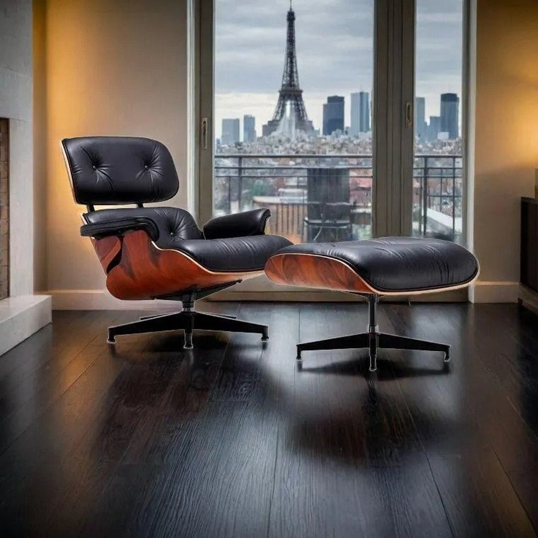 Eames-inspired Black Lounge Chair With Ottoman – Modern Comfort and Timeless Style - Etsy