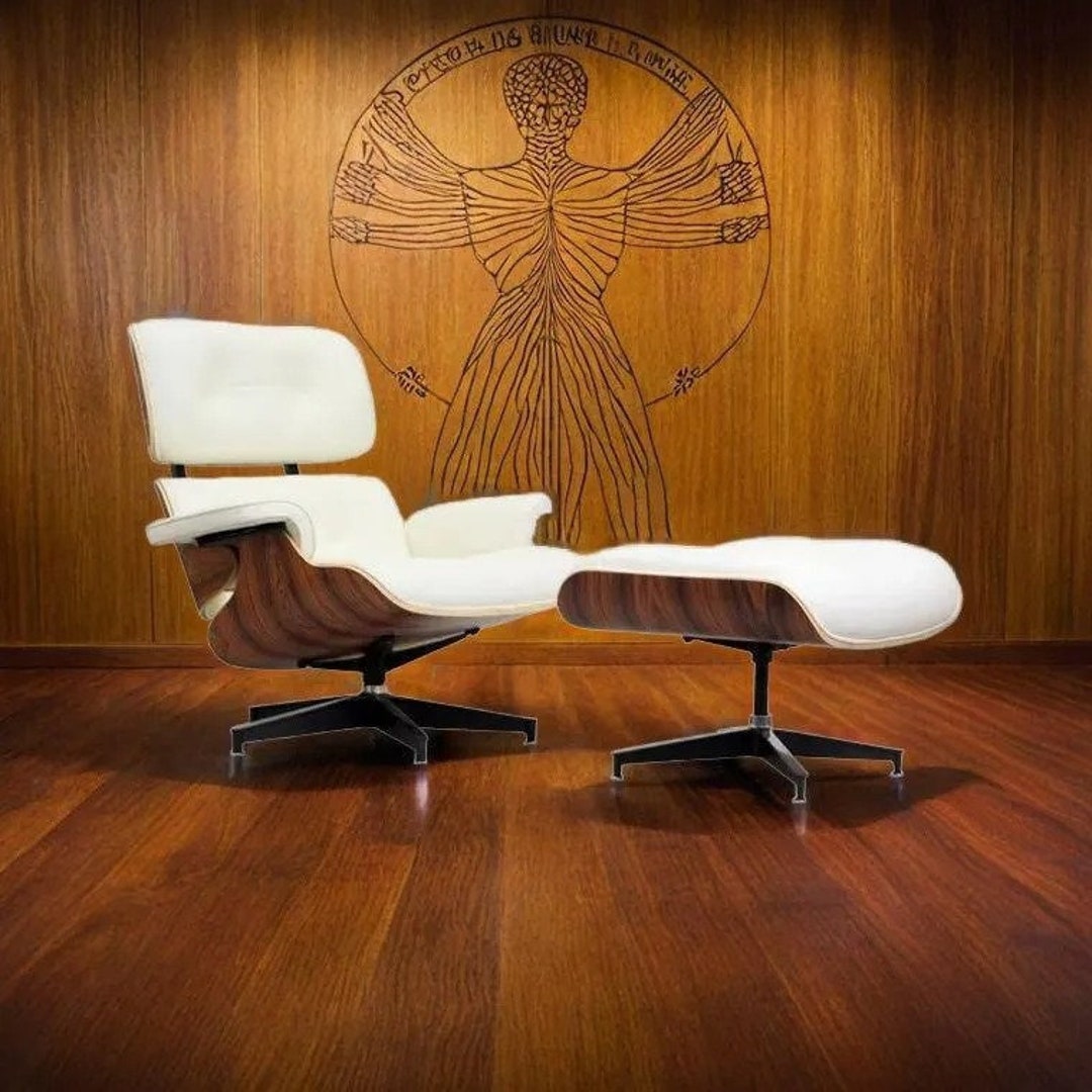 Eames-inspired White Lounge Chair With Ottoman – Modern Comfort and Timeless Style - Etsy UK