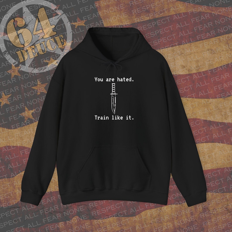 You Are Hated Train Like It Knife Graphic Hoodie | Motivational Workout ...