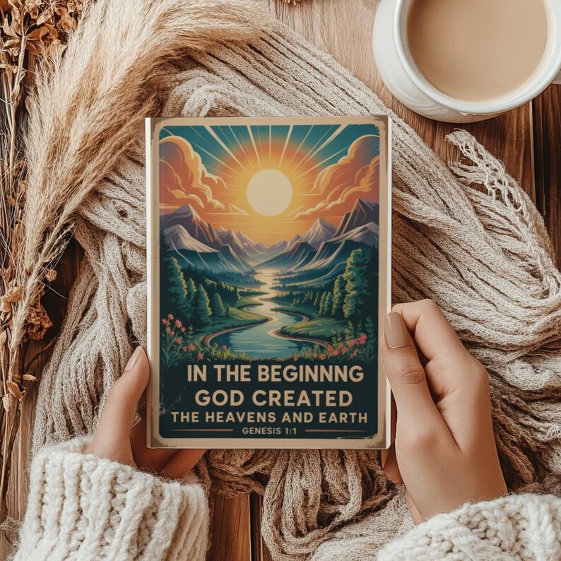 Christian Bible Verse Journal | Genesis 1:1 Scripture, Faith Reflection ...