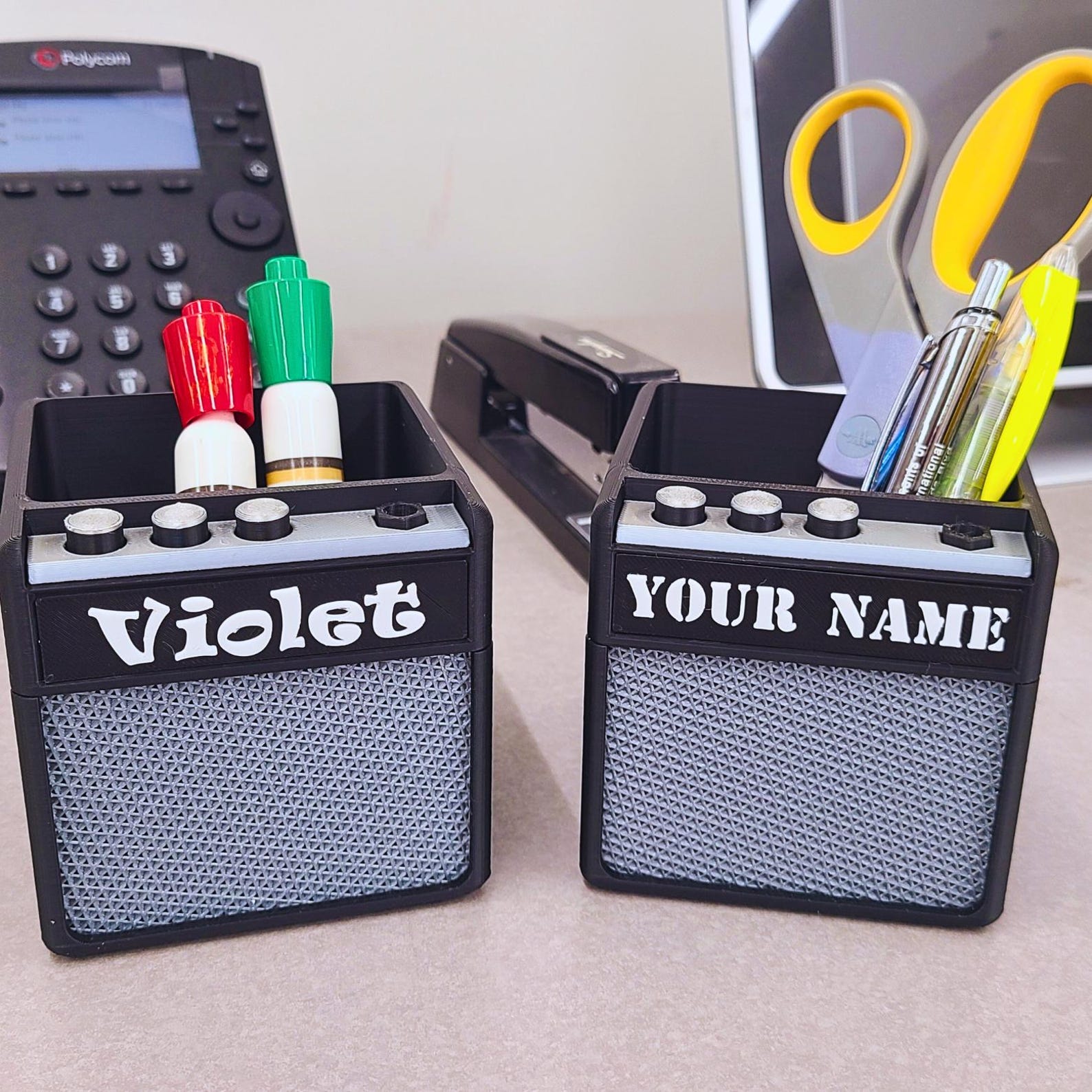 Personalized Guitar Amp Desk Caddy – Custom Pen Organizer for Musicians ...