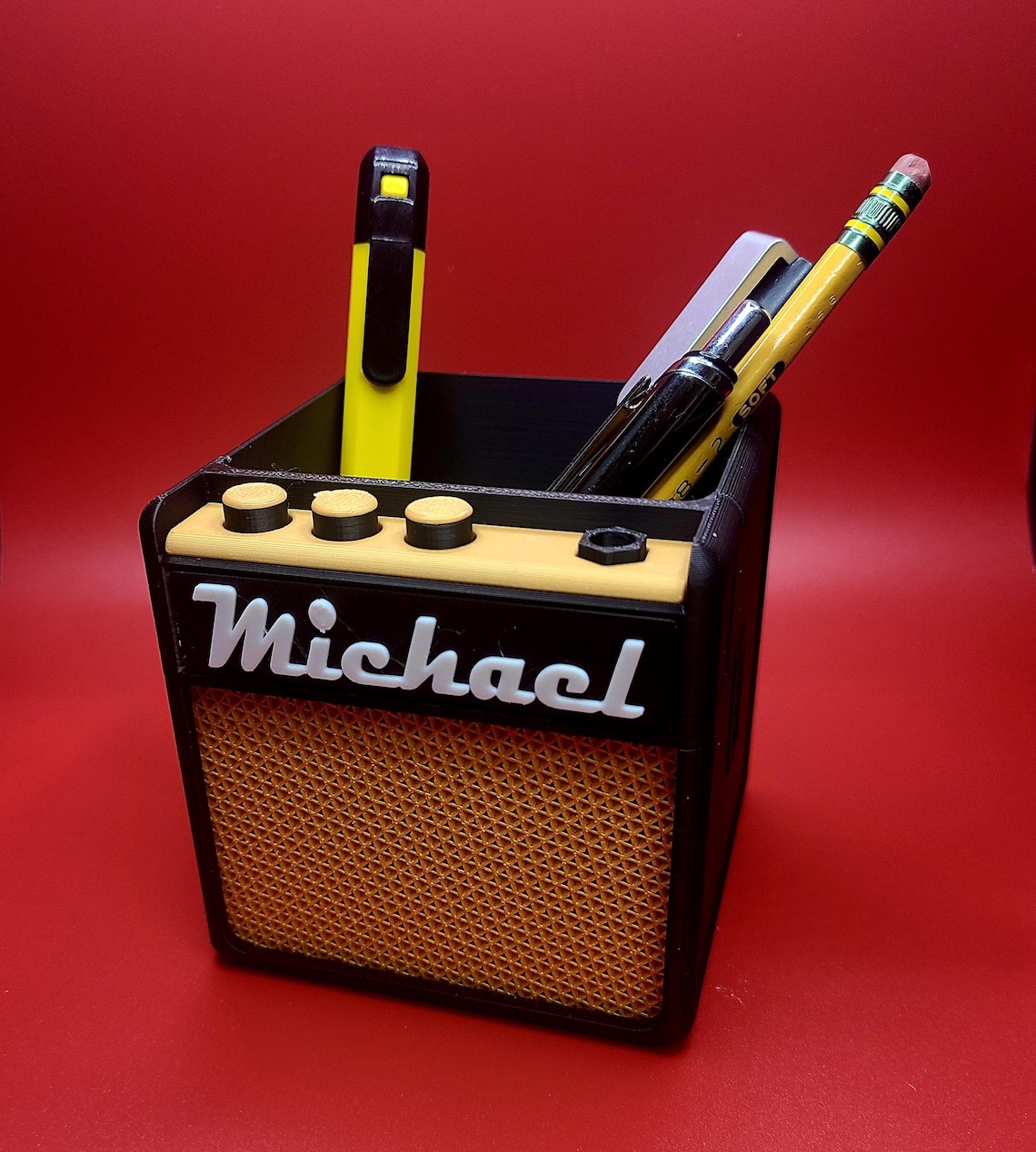 Personalized Guitar Amp Desk Caddy – Custom Pen Organizer for Musicians ...