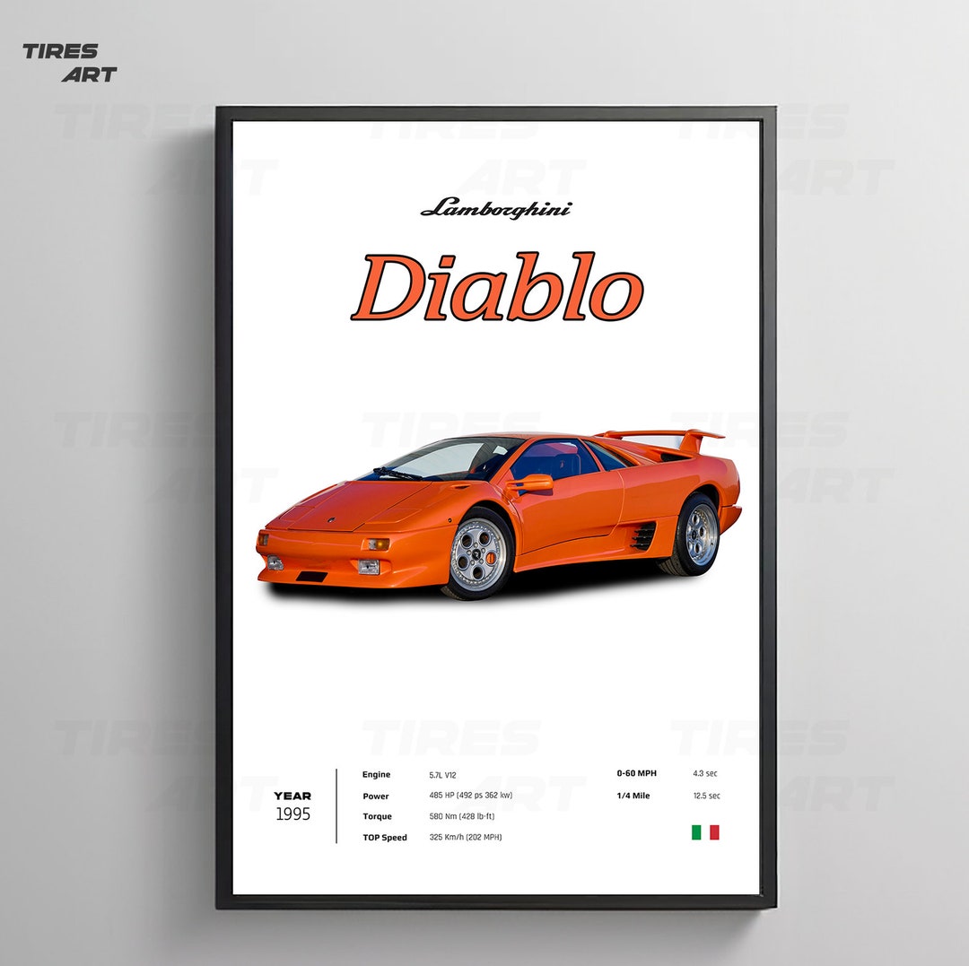 Lamborghini Diablo 1995, Luxury Hypercar Vintage Sports Cars, Digital ...