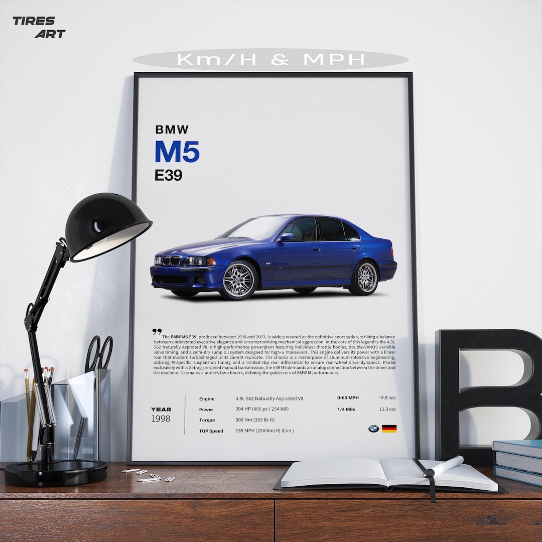 BMW M5 E39 Poster | Detailed Sports Car Design Art Print | Home Wall ...