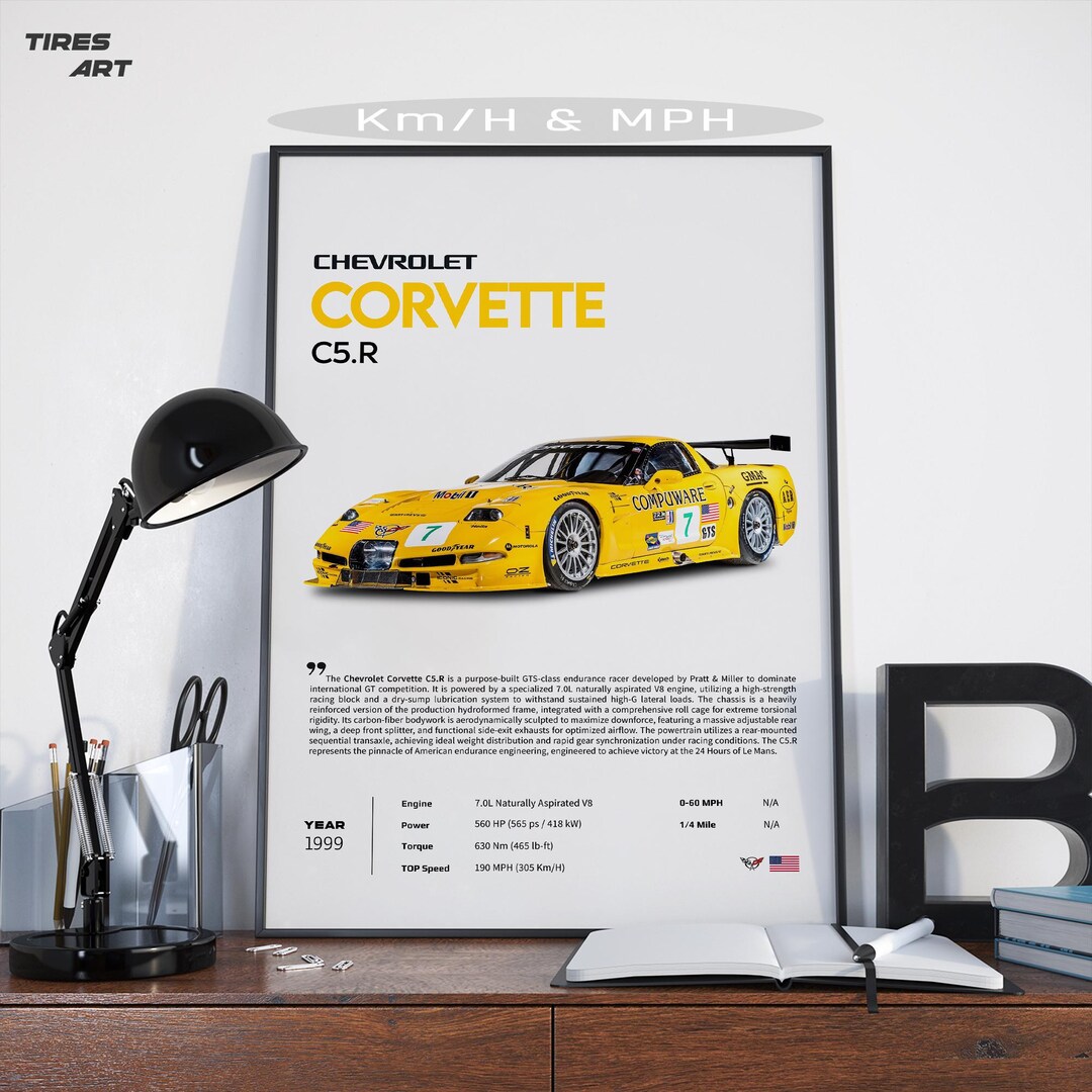 Chevrolet Corvette C5.R Poster | Detailed Le Mans Racing Car Design Art ...