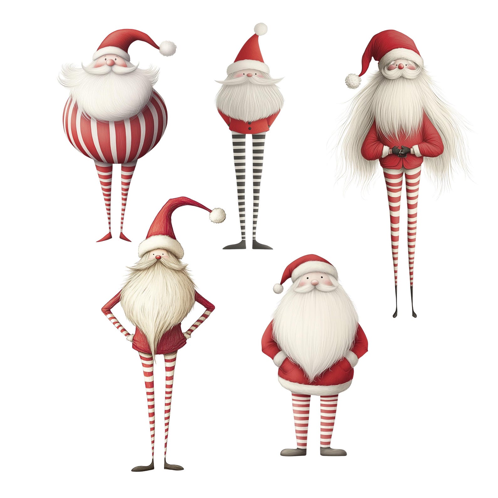 Whimsical Christmas Clipart Bundle: Santa, Elves, Reindeer (digital ...