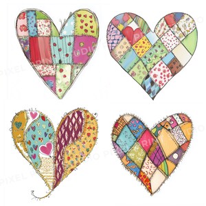Whimsical Heart Clipart - 24 Digitally Drawn Heart Illustrations for ...