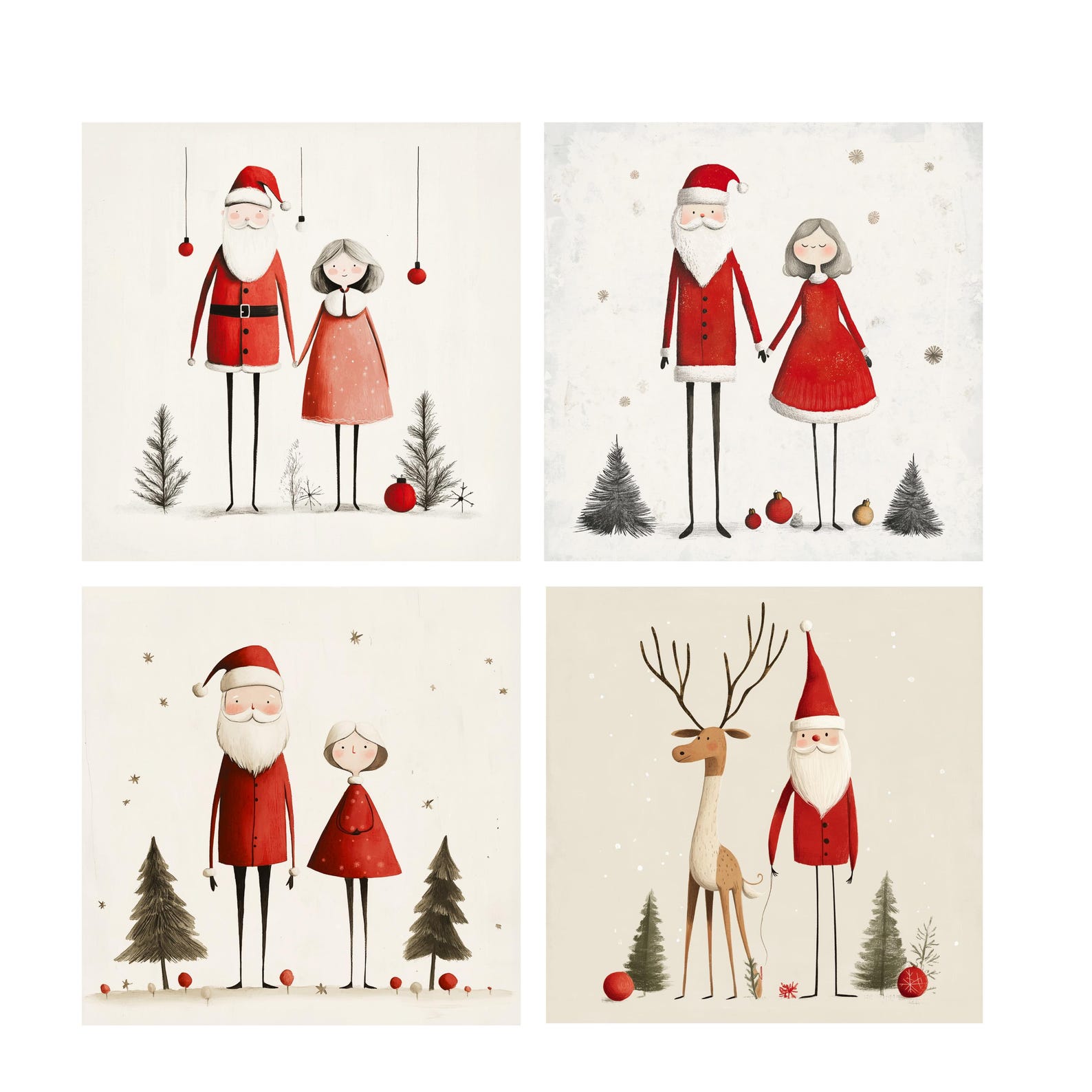 Whimsical Christmas Clipart Bundle: Santa, Elves, Reindeer (digital ...