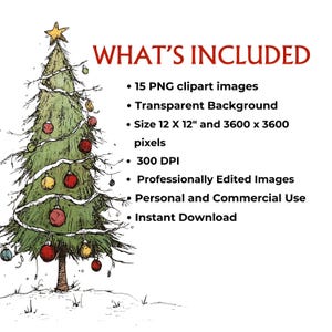 15 Whimsical Christmas Clipart Set – Santa, Snowman, Trees & Gifts ...