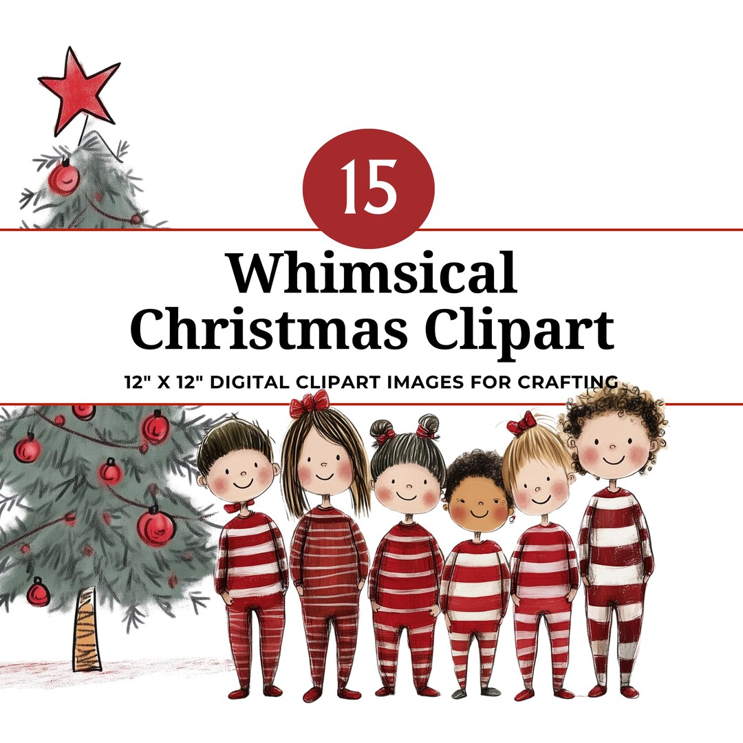 15 Whimsical Christmas Kids Clipart Bundle – Holiday Scenes With ...
