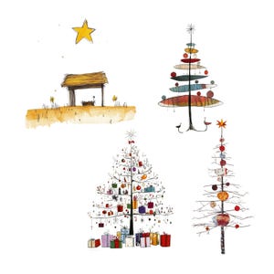 15 Whimsical Christmas Clipart Set – Santa, Snowman, Trees & Gifts ...