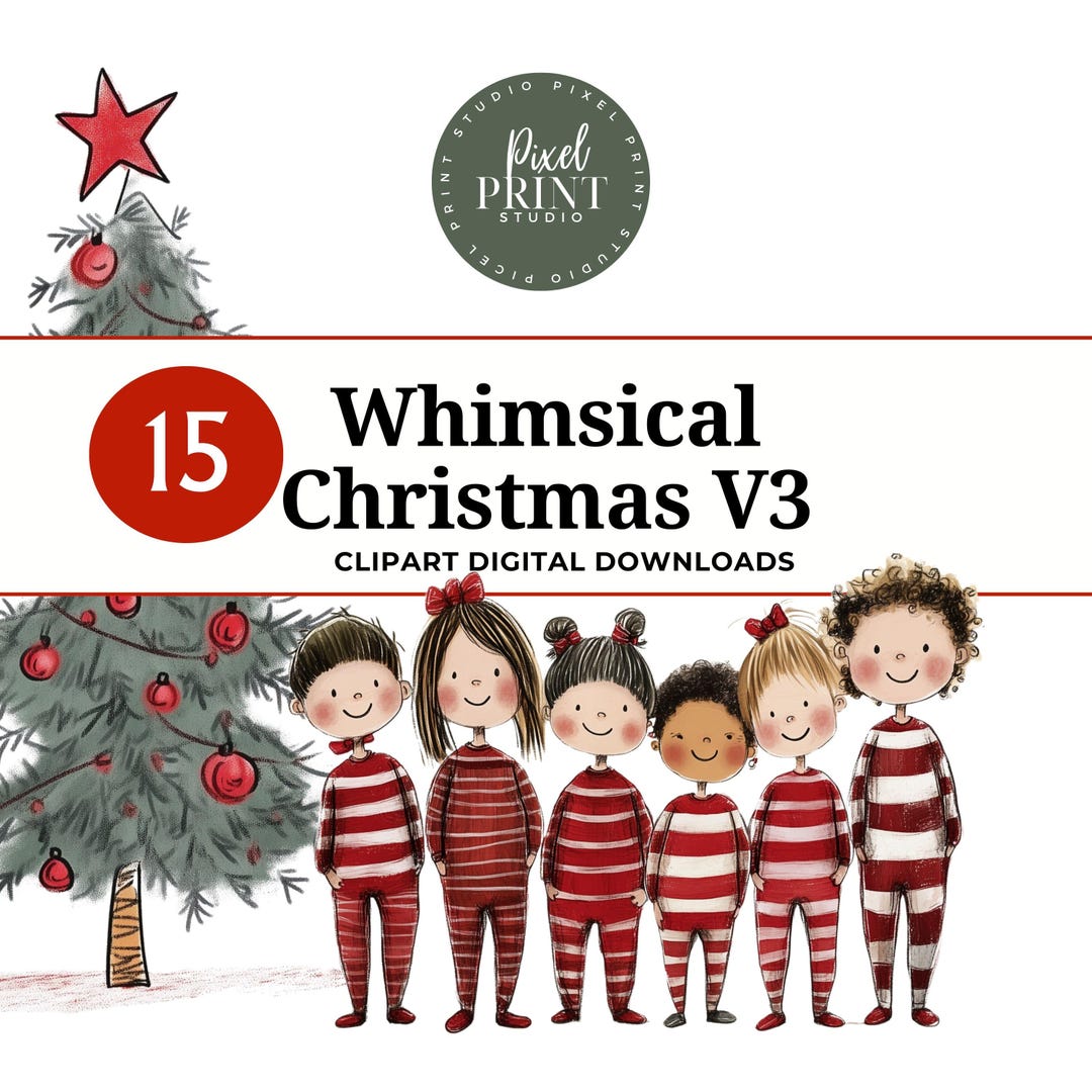 Whimsical Christmas Kids Clipart Bundle – Holiday Scenes With Children ...