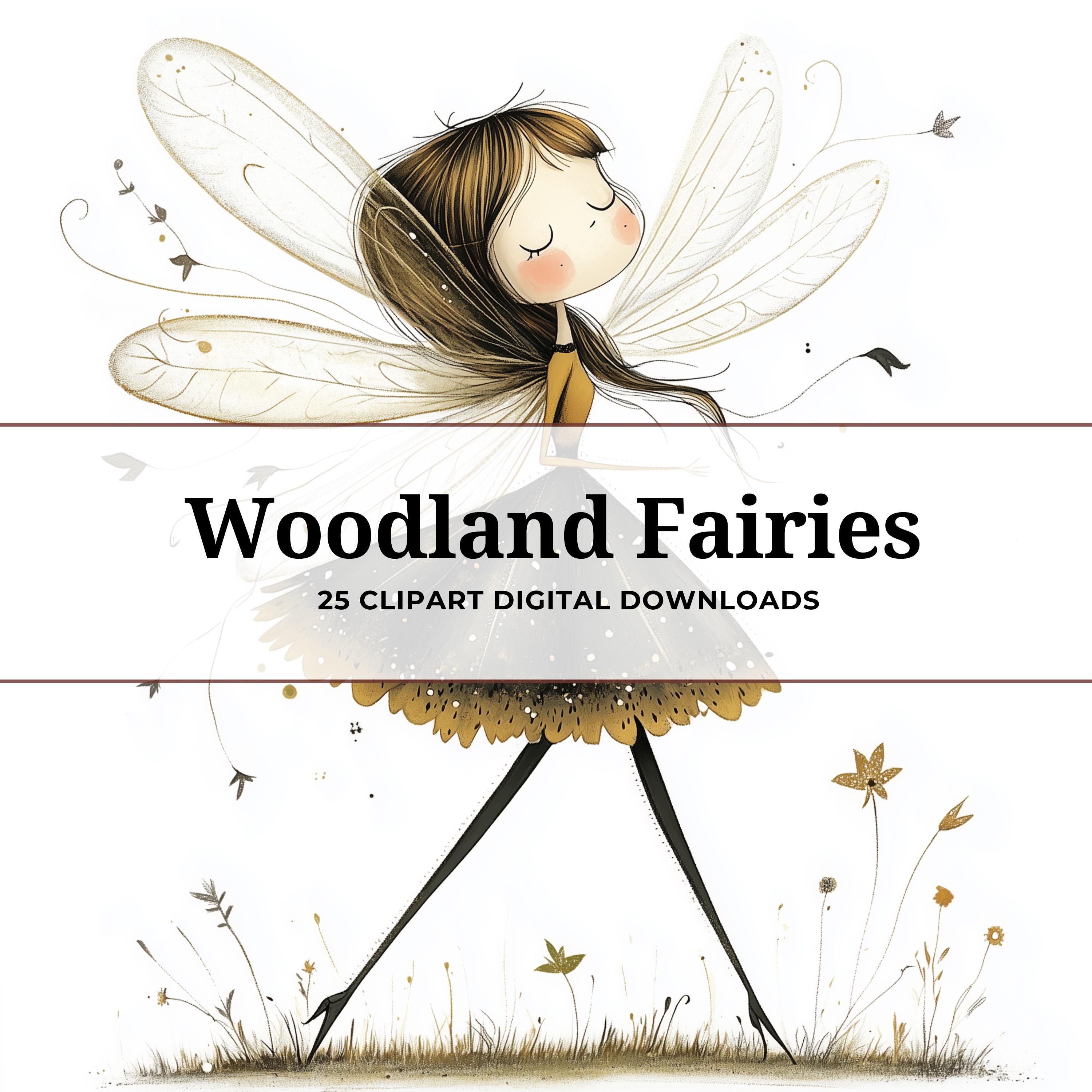 Woodland Fairies Clipart - 25 Digitally Drawn Whimsical Fairy ...