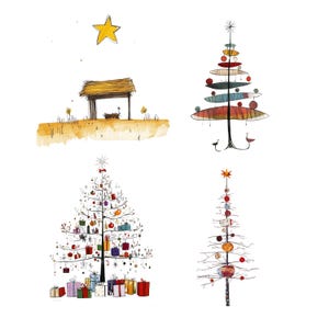15 Whimsical Christmas Clipart Set – Santa, Snowman, Trees & Gifts ...