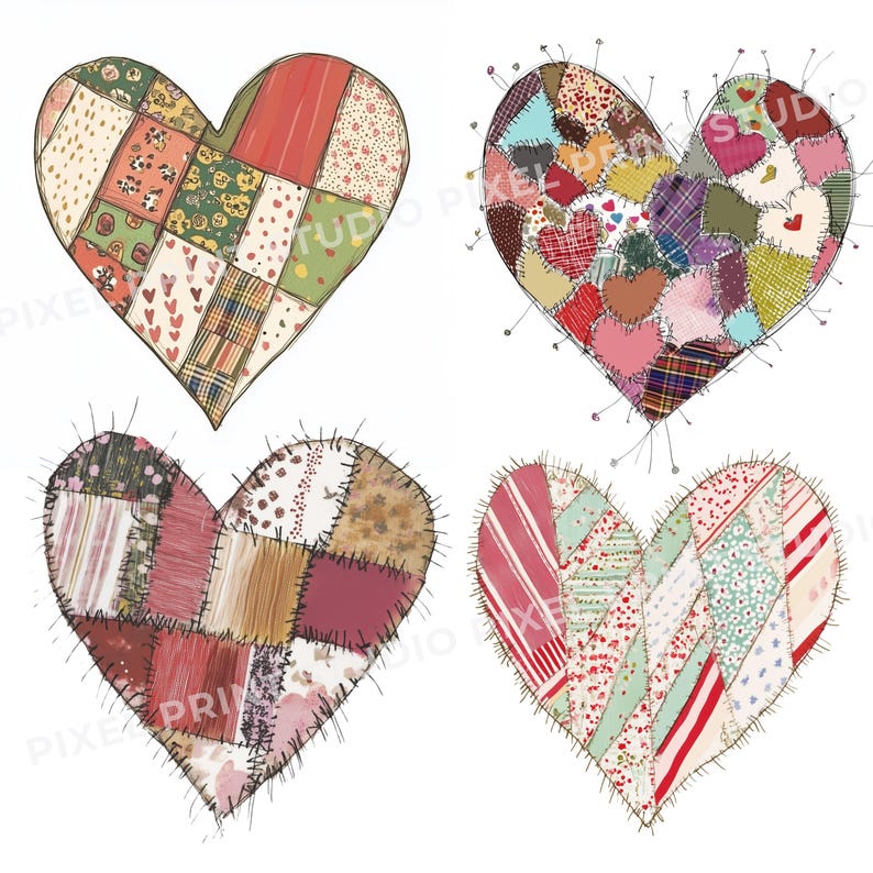 Whimsical Heart Clipart - 24 Digitally Drawn Heart Illustrations for ...