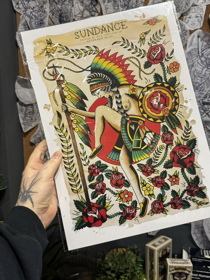 Sundance A3 Traditional Tattoo Flash Print - Etsy