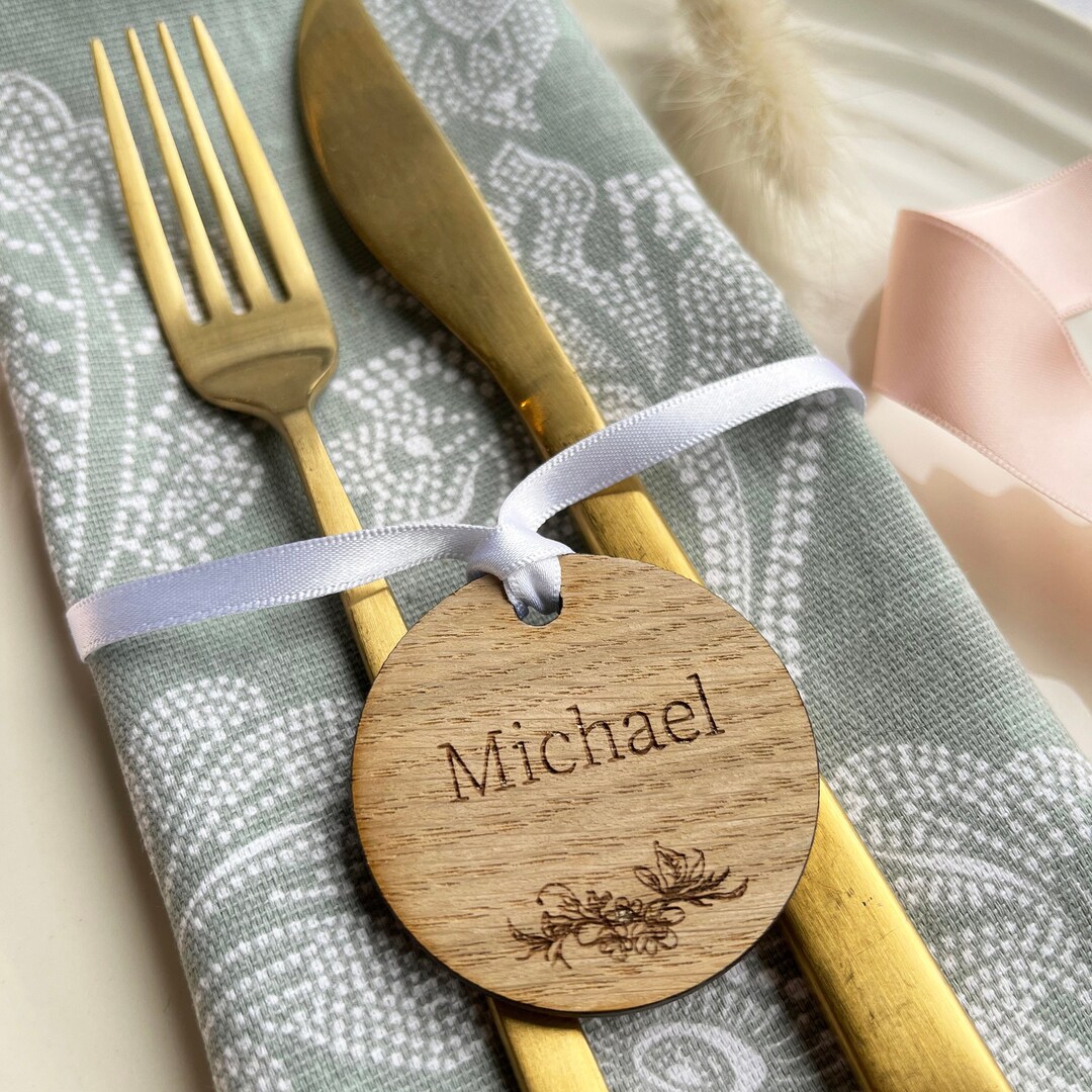 Wedding Place Setting Floral Accent|laser Engraved Table Decor ...