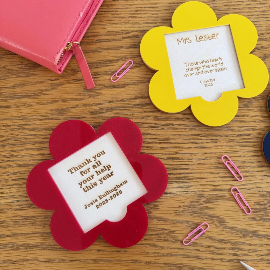 Flower Personalised Post-it Note Holder. End of Year Teacher Gift ...