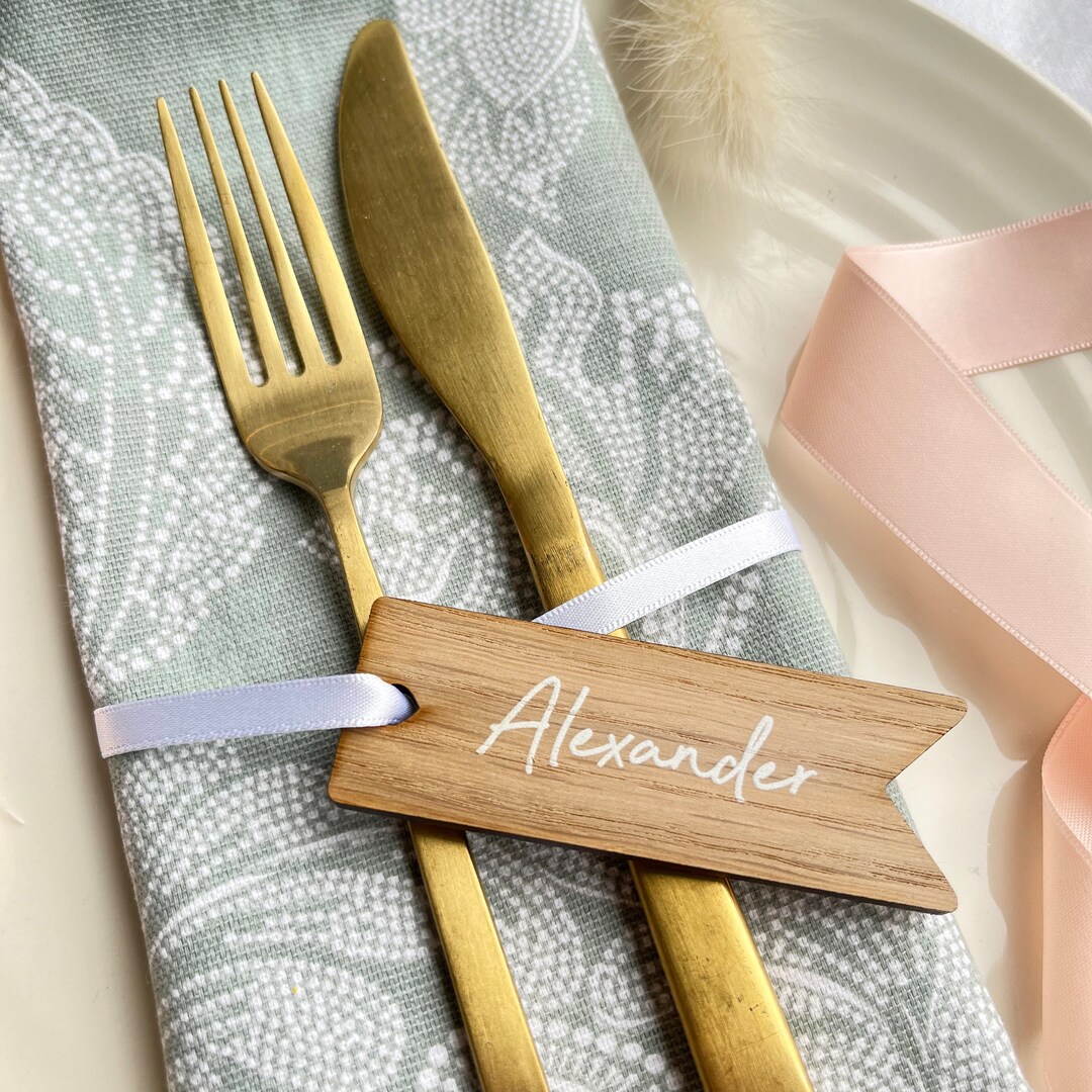 Wooden Place Setting Name Tag Wedding Table White | Pennant Flag ...