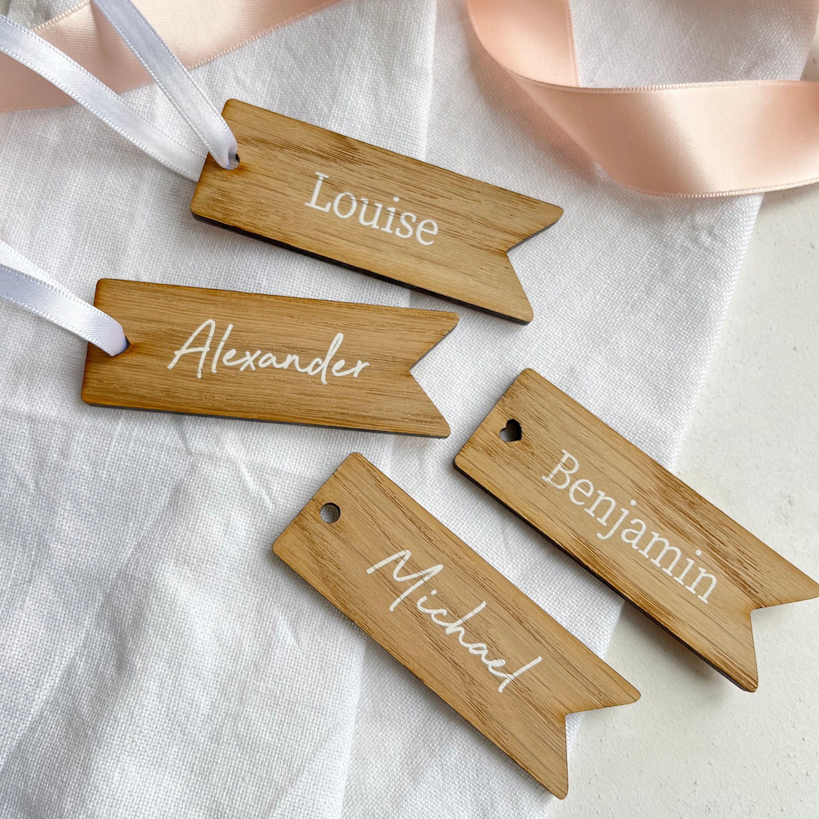 Wooden Place Setting Name Tag Wedding Table White | Pennant Flag ...