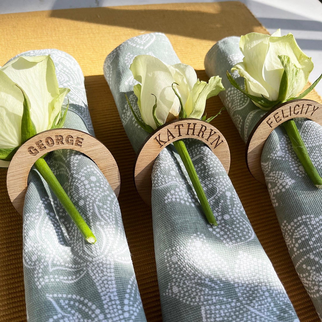 Personalised Oak Napkin Rings Wedding Place Setting|laser Engraved ...