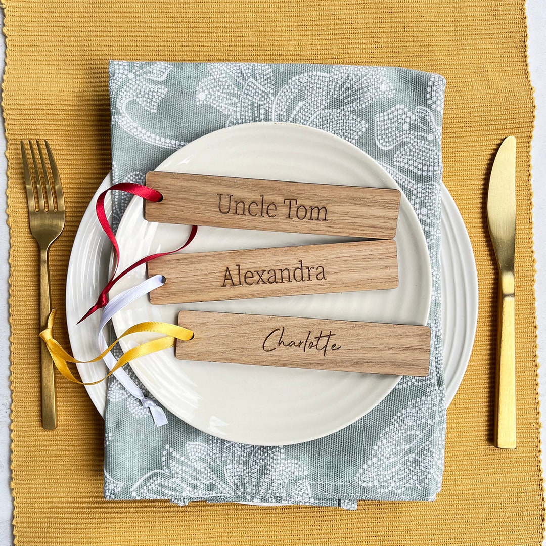 Wooden Bookmark Wedding Place Setting and Favour With Ribbon | Wooden ...