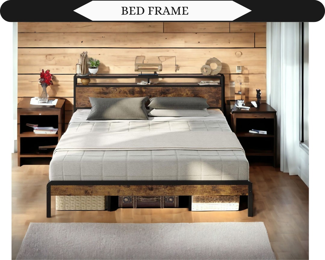 Solid Modern Platform Bed Frame, Modern Low Bed Frame for Bedroom, King ...