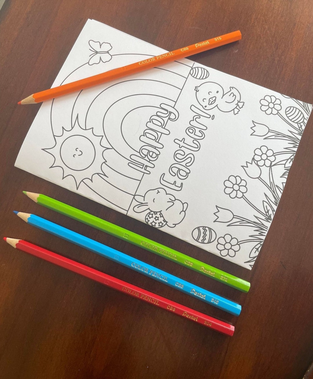 Printable Handmade Easter Coloring Card - Etsy