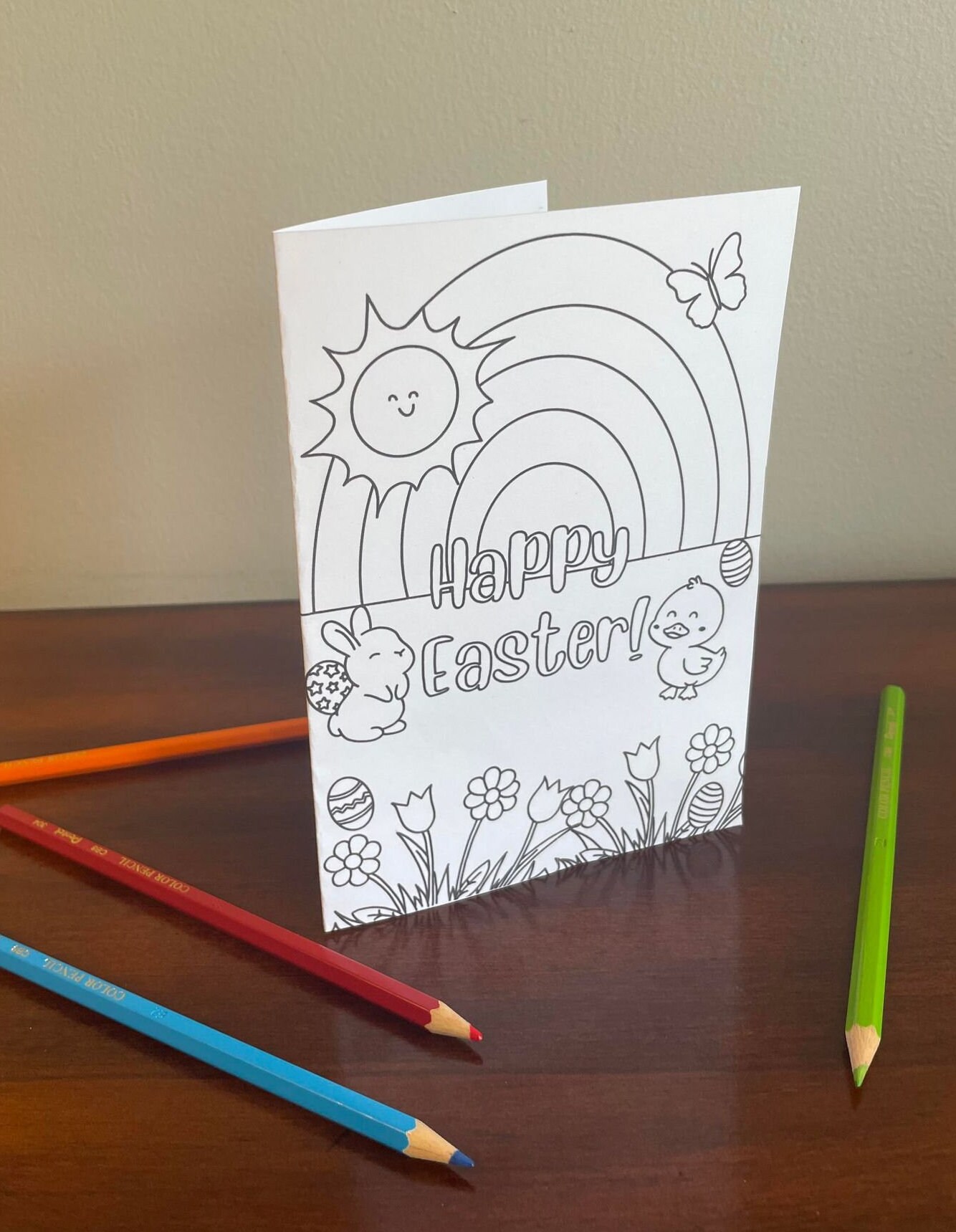 Printable Handmade Easter Coloring Card - Etsy