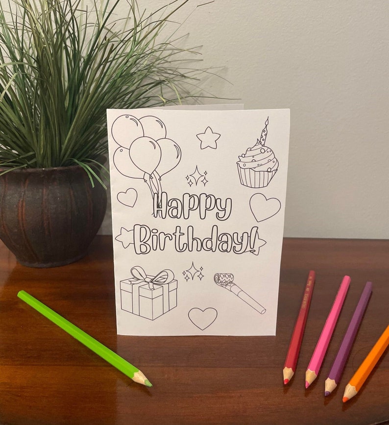 Printable Handmade Happy Birthday Coloring Card - Etsy