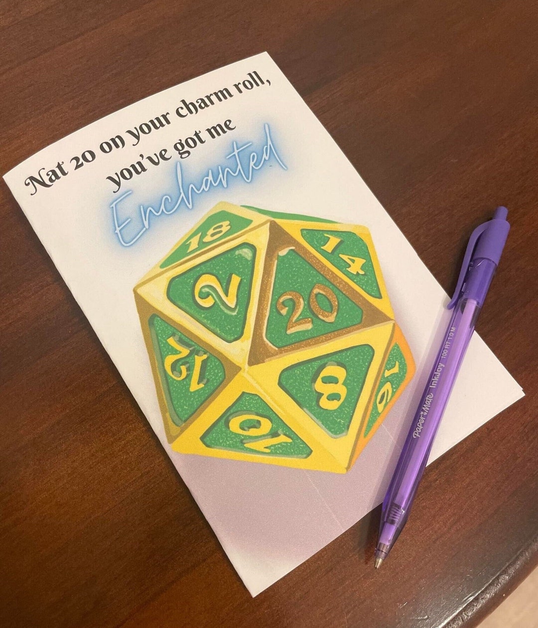 Nat 20 DND Die Handmade Printable Love Card - Etsy