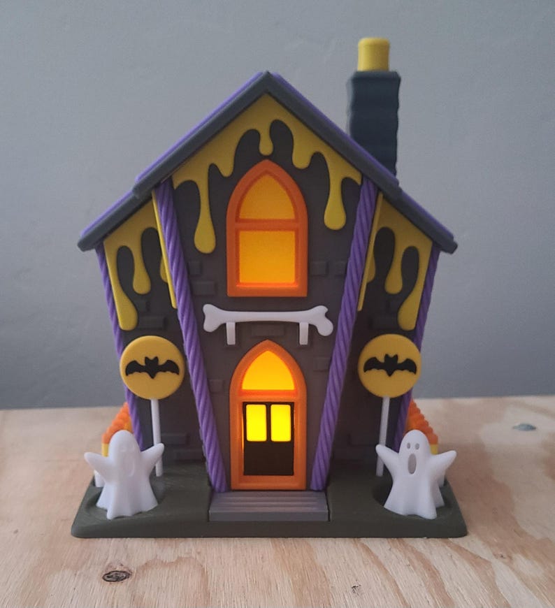 Haunted House - Candy Dish - Lighted Decoration - Etsy