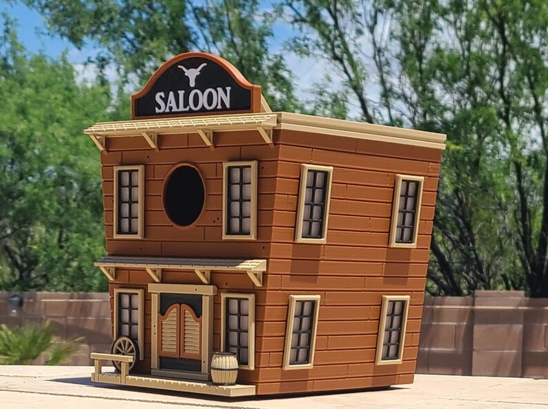 3D Printed Saloon Birdhouse: Old West Garden Decor - Etsy