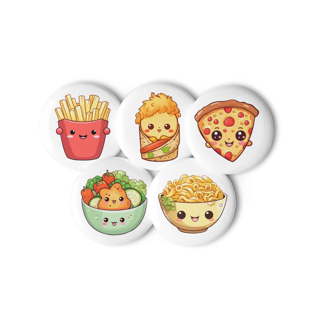 Set of Pin Buttons Kawaii Fast Food Pin Anime Button Pins Pins Cute ...
