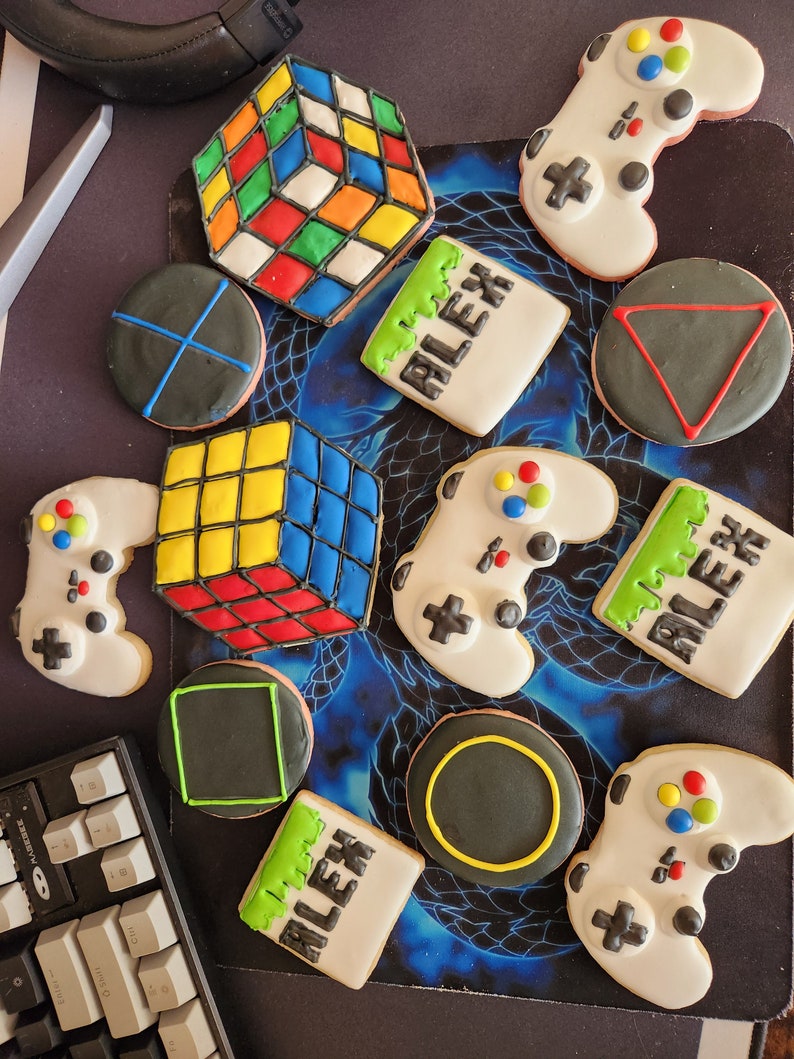 Gamers Cookies Boy Birthday Cokie Level up Remote Control Arcade Player ...