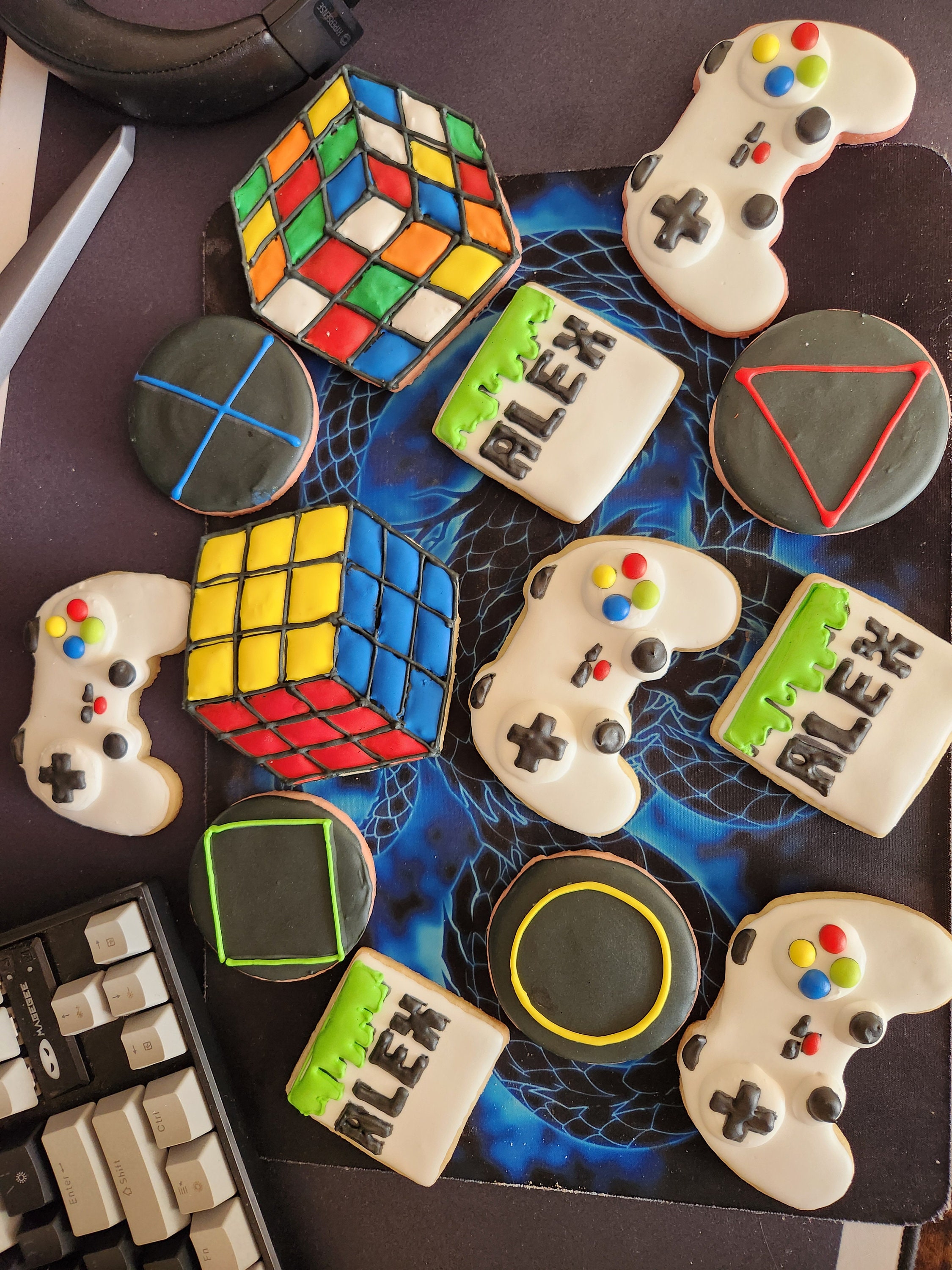Gamers Cookies Boy Birthday Cokie Level up Remote Control Arcade Player ...