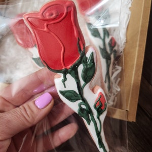 Red Roses Cookies With Royal Icing Decorated Cookie, Rose Shape Floral ...