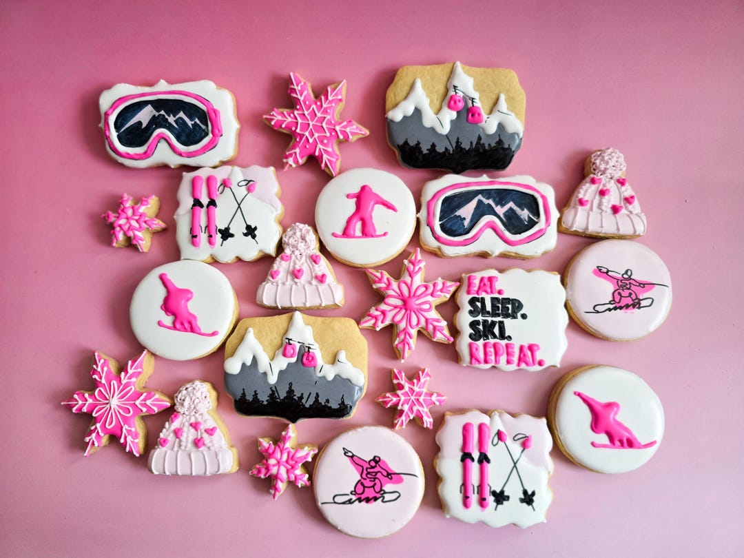 Ski Winter Sport Snow Board Cookies Mountains Snowflakes Skislope Gift ...