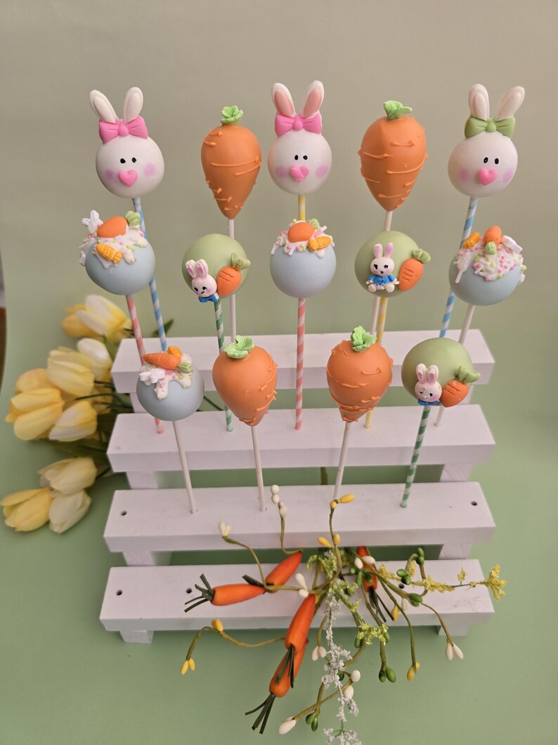 Easter Bunny Carrot Sprinkles Cake Pops Reveal Party Baby Shower ...