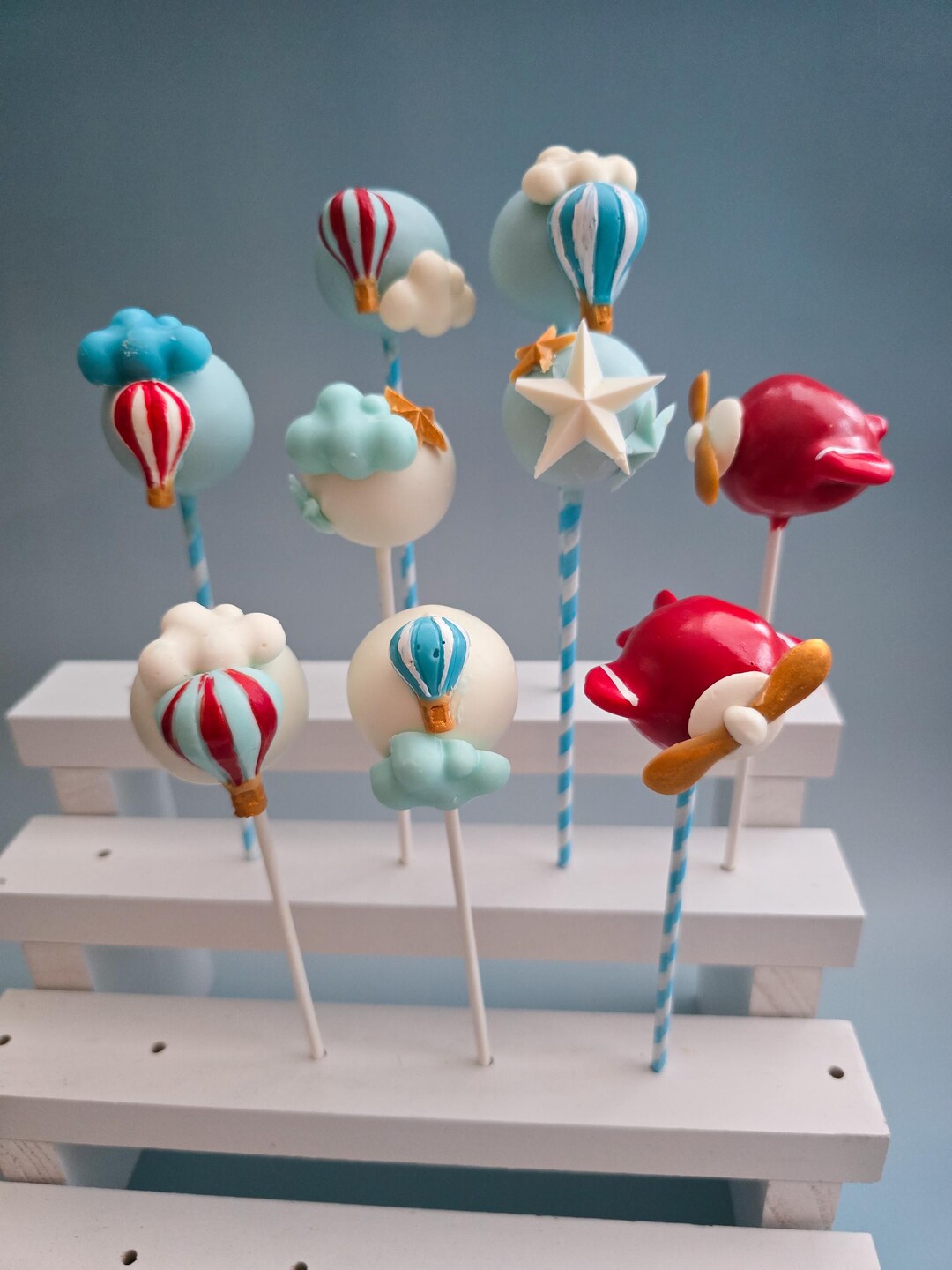 Advanture Awaits Cake Pops Airplane Gold Star Cloud Hotballon Reveal ...