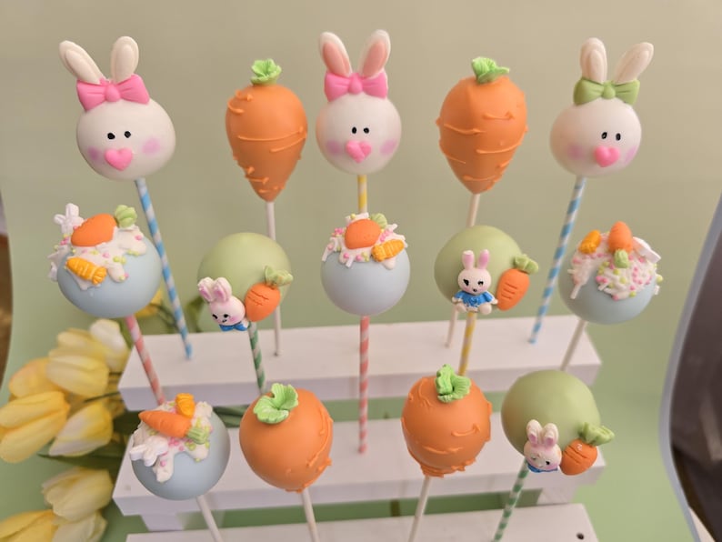 Easter Bunny Carrot Sprinkles Cake Pops Reveal Party Baby Shower ...