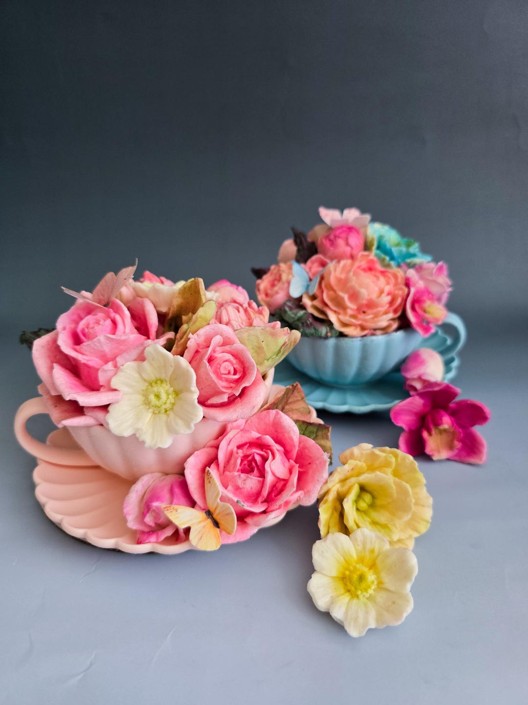 Chocolate Cup With Marshmallow Zephyr Flowers Rose Hydrangea Tulips ...